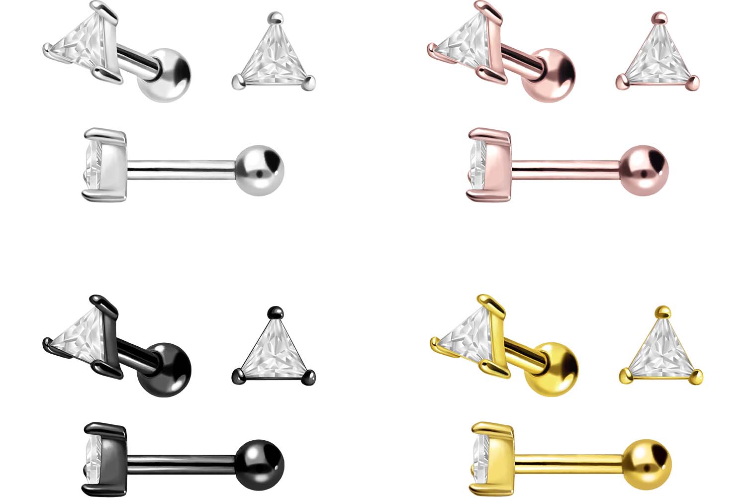 Surgical steel ear piercing CRYSTAL TRIANGLE | PIERCINGLINE